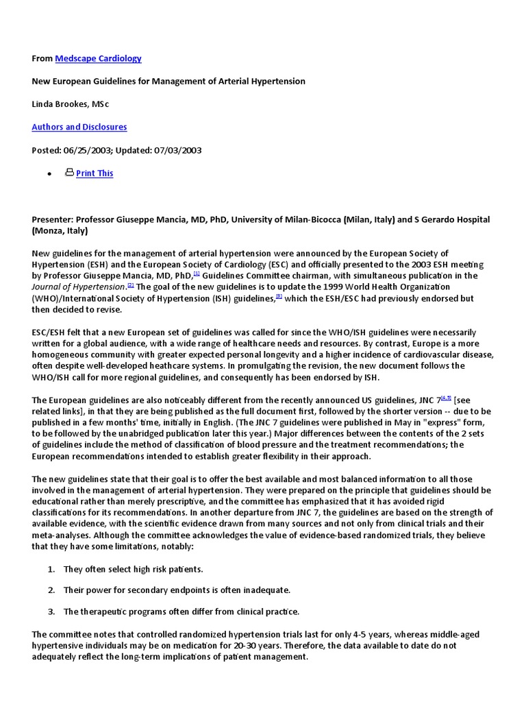 Medscape Cardiology: Authors and Disclosures | PDF | Hypertension ...