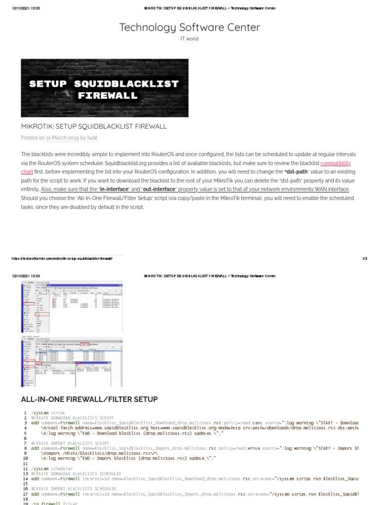 Mikrotik - Setup Squidblacklist Firewall - Technology Software Center | PDF | Firewall ...