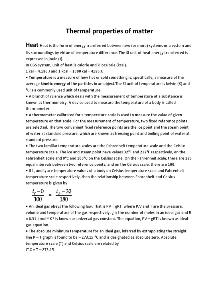 Thermal Properties of Matter | PDF | Thermal Expansion | Temperature