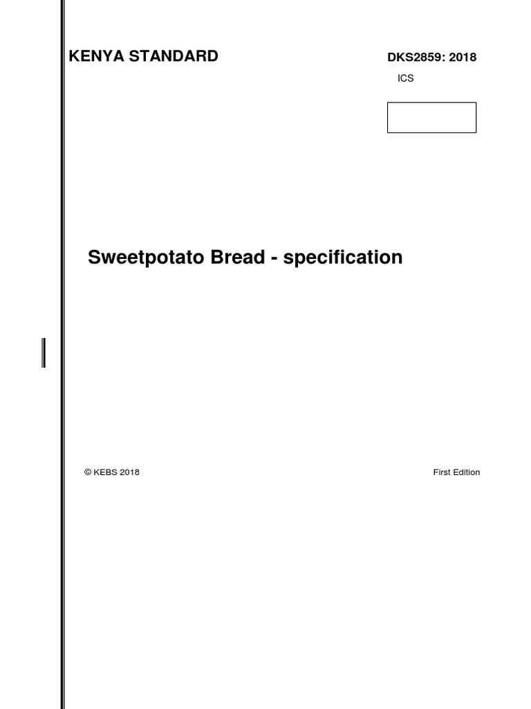 Ks 2859 2018 Sweetpotato Bread Specification | PDF | Foods | Breads