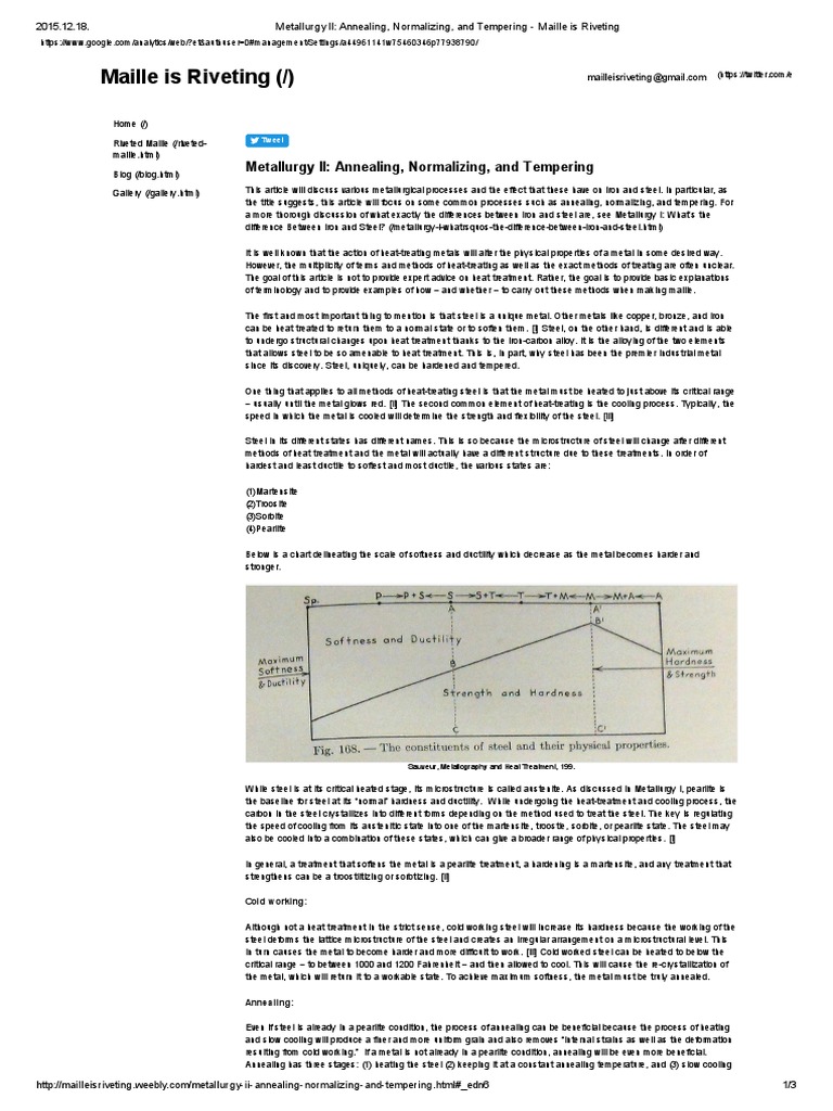 Metallurgy II - Annealing Normalizing and Tempering | PDF | Heat ...