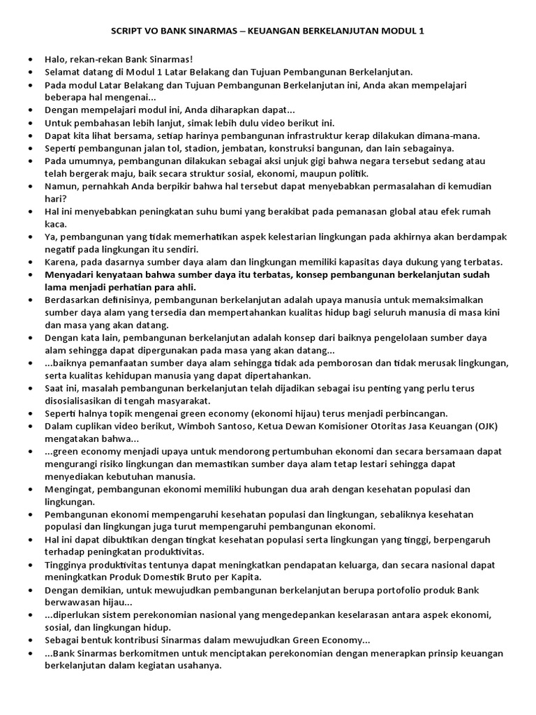 Irene - Script Vo Sinarmas - M1 | PDF