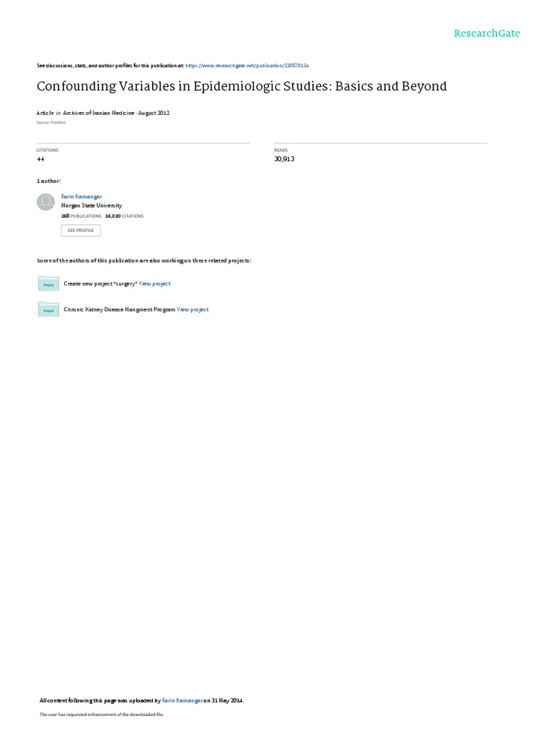 Confounding Variables in Epidemiologic Studies: Basics and Beyond | PDF | Confounding | Logistic ...