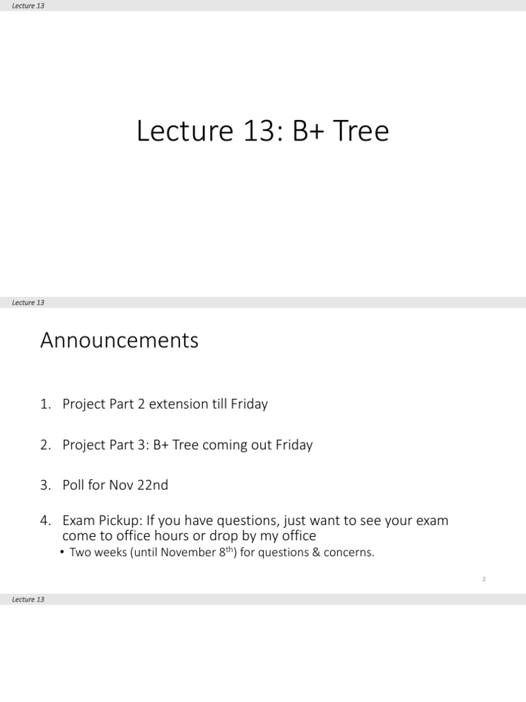 Lecture 13 Btree | PDF | Database Index | Software Engineering