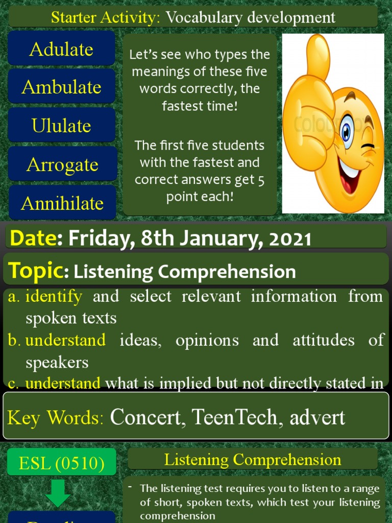 Period 2 Listening Comprehension | PDF | Reading Comprehension | Cognition