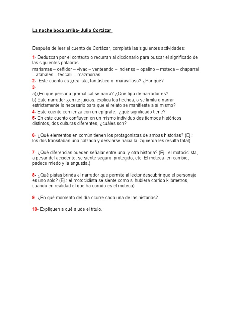 La Noche Boca Arriba - Julio Cortázar | PDF