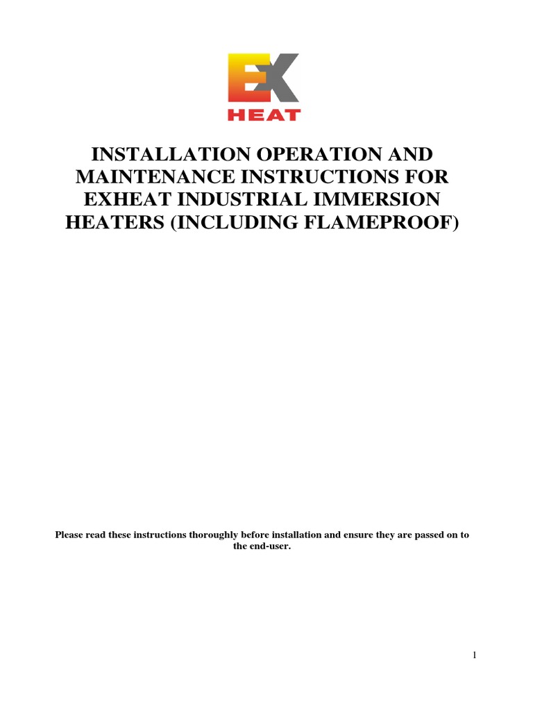 Exheat Immersion Heater Installation Guide | PDF | Insulator ...