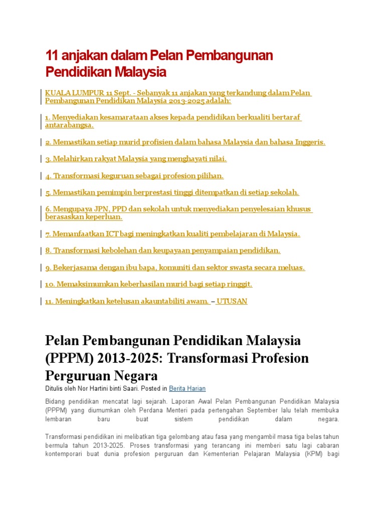 11 Anjakan PPPM 2013-2025 | PDF | Karier & Perkembangan