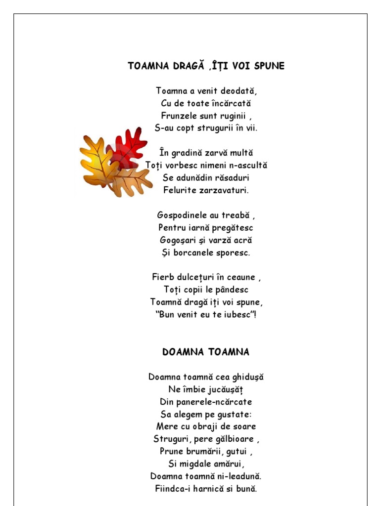 TOAMNA DRAGĂ poezii