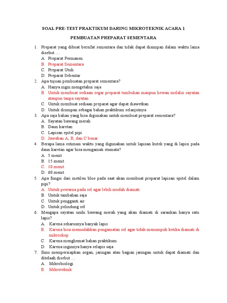 Soal Pretest Pilihan Ganda | PDF