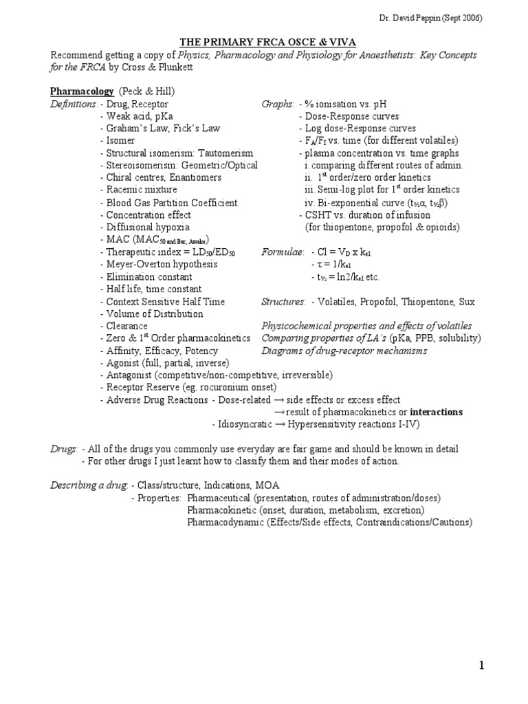 Primary FRCA OSCE & Viva Guide | PDF | Receptor Antagonist | Heart
