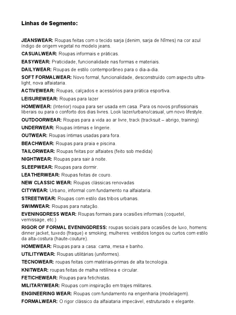 Linhas de Segmento | PDF | Roupas | Moda