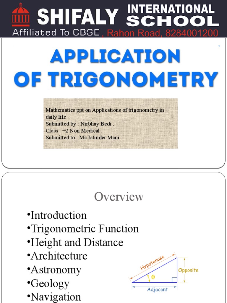 Mathematics PPT On Applications of Trigonometry in Daily Life Submitted ...