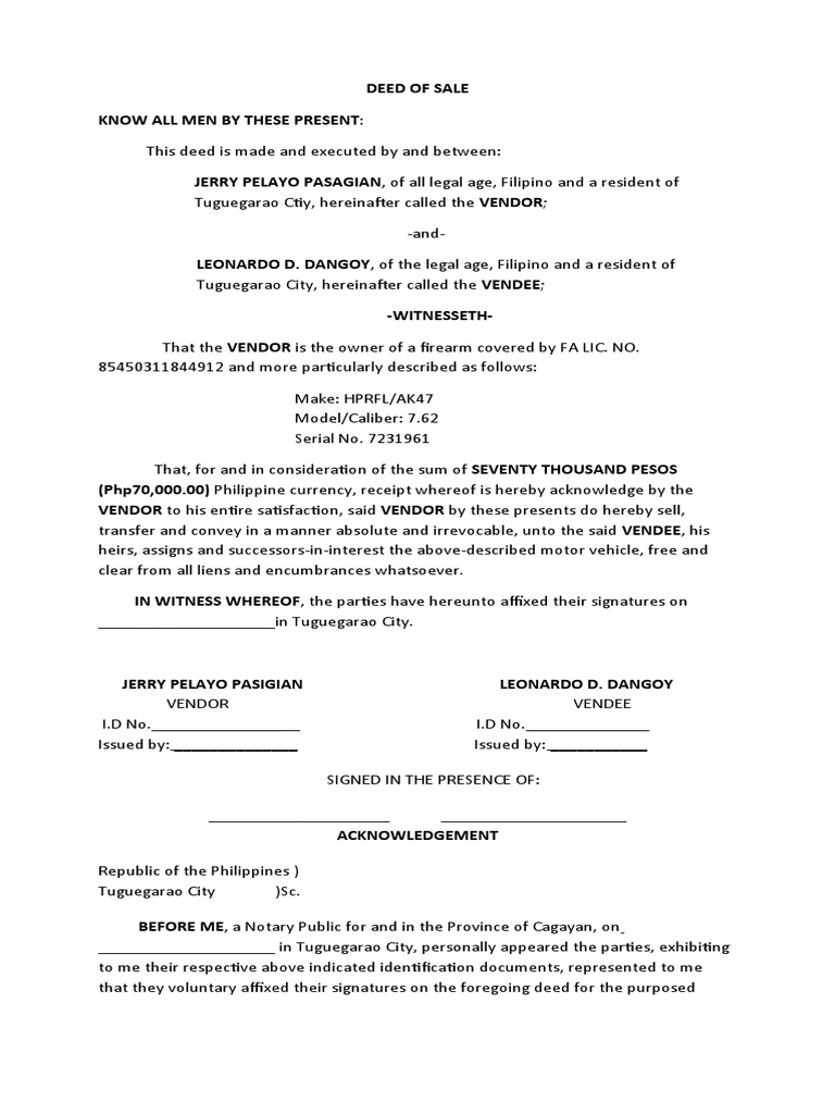 Deed of Sale | PDF