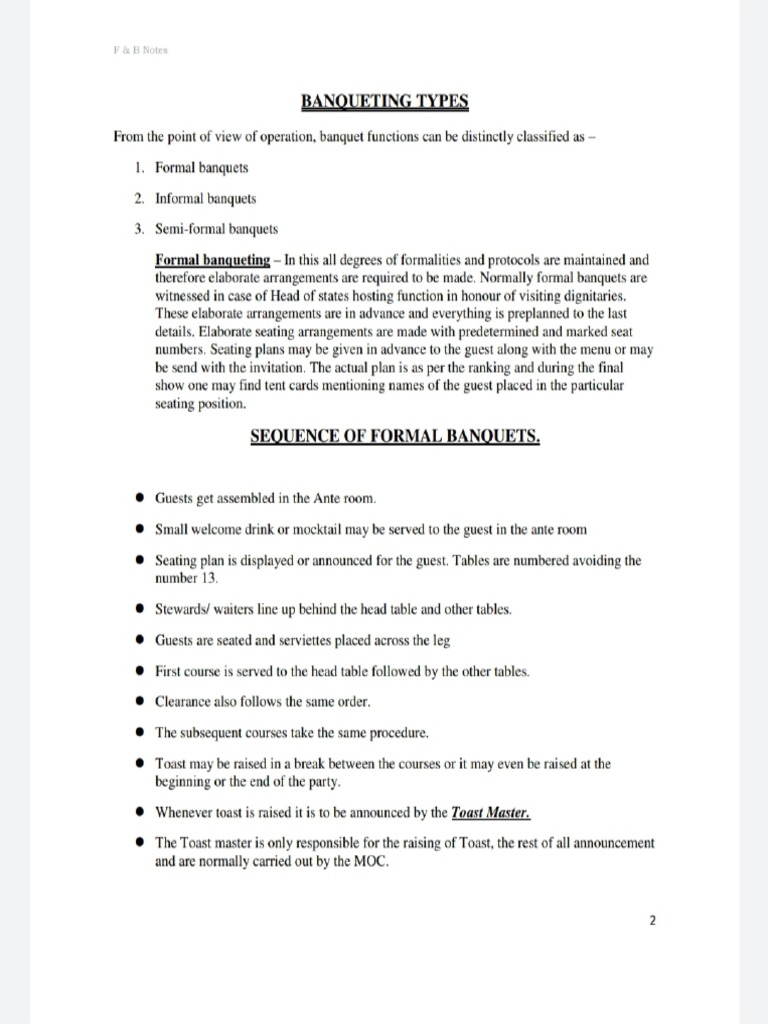 Types of Banquets | PDF