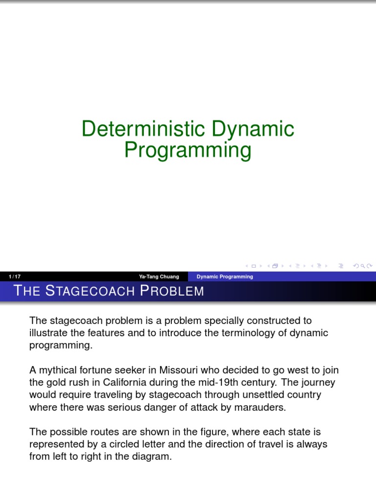 Lecture 2 Deterministic | PDF | Dynamic Programming | Stagecoach