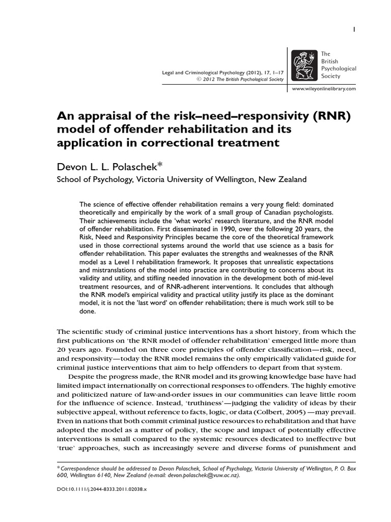 Polaschek 2012 | PDF | Theory | Psychology