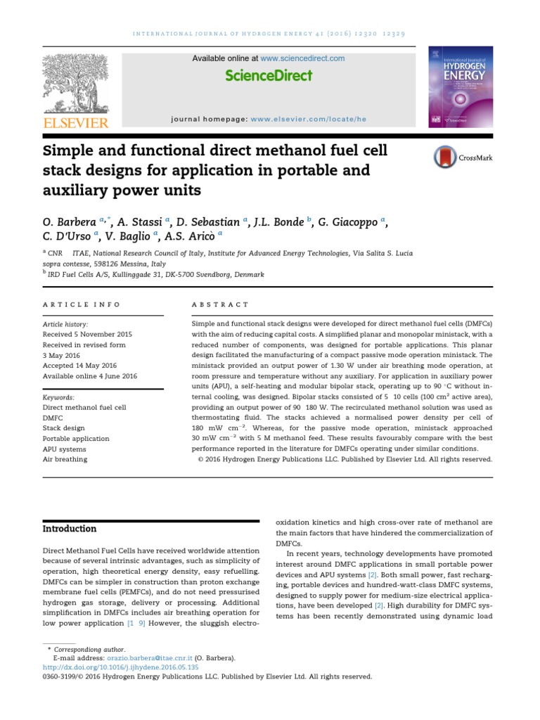 Simple and Functional Direct Methanol Fuel Cell Stack Designs For ...