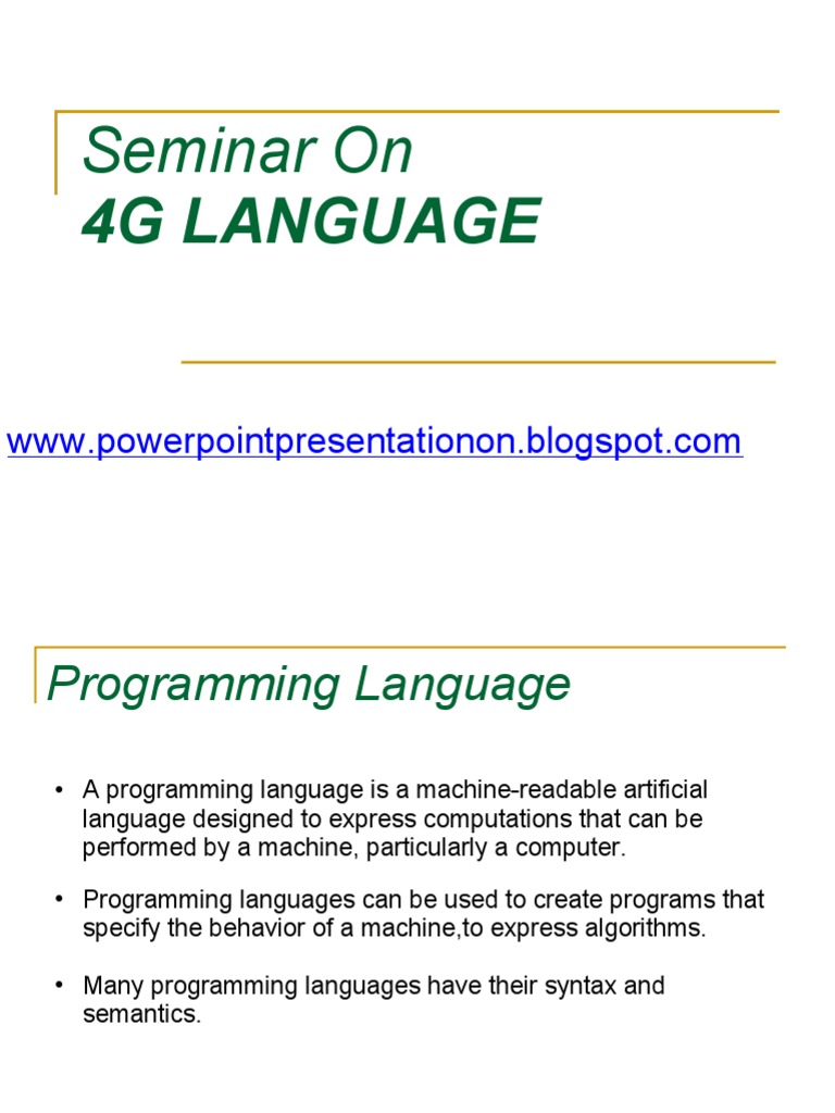 Seminar On: 4G Language | PDF | Assembly Language | Programming Language
