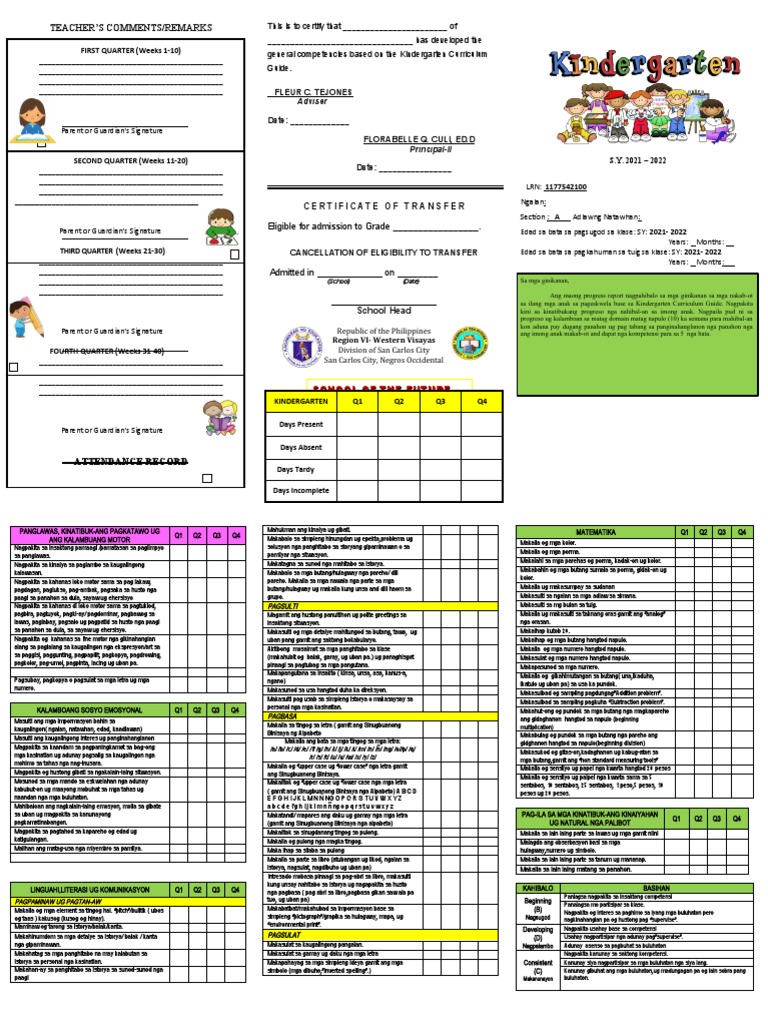 Kindergarten Report Card Cebuano | PDF
