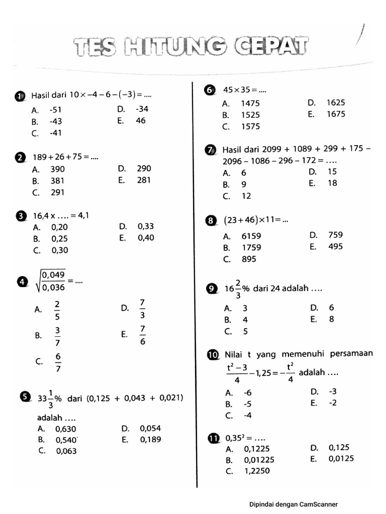 Tes Hitung Cepat | PDF