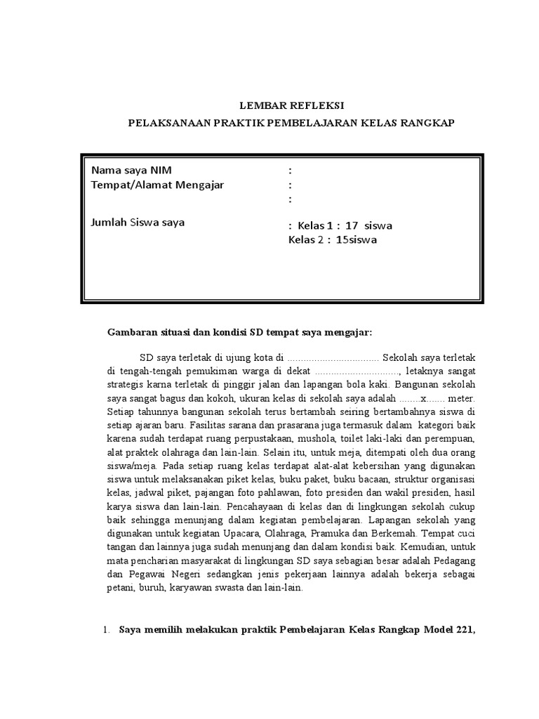 Lembar Refleksi PKR | PDF