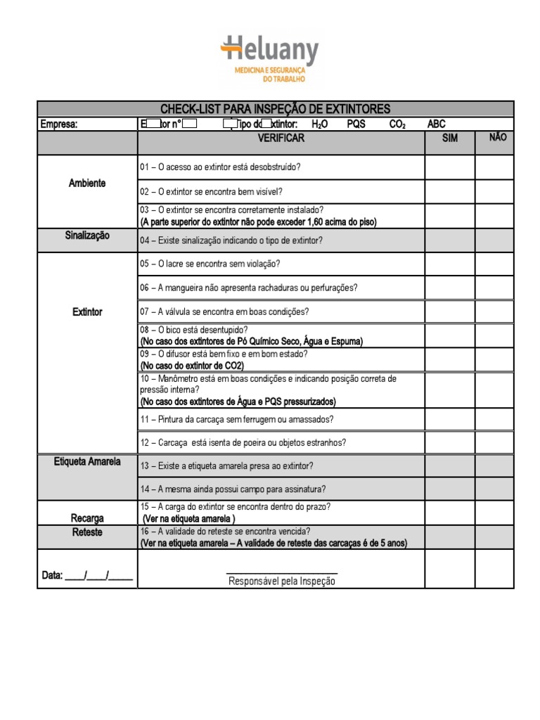 Check-List Inspeção de Extintor | PDF