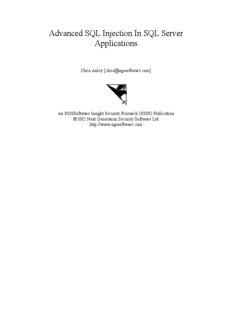 Advanced Sql Injection In Sql Server Applications Pdf Microsoft Sql Server Databases
