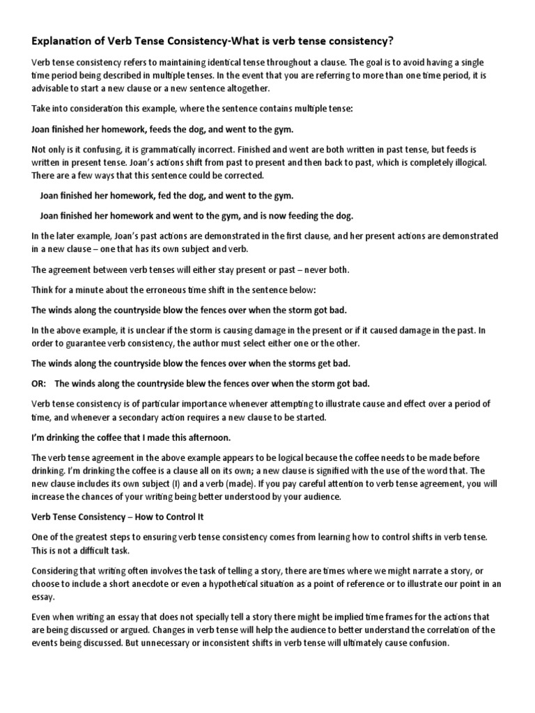 Explanation Verb Tense Consist | PDF | Verb | Grammatical Tense