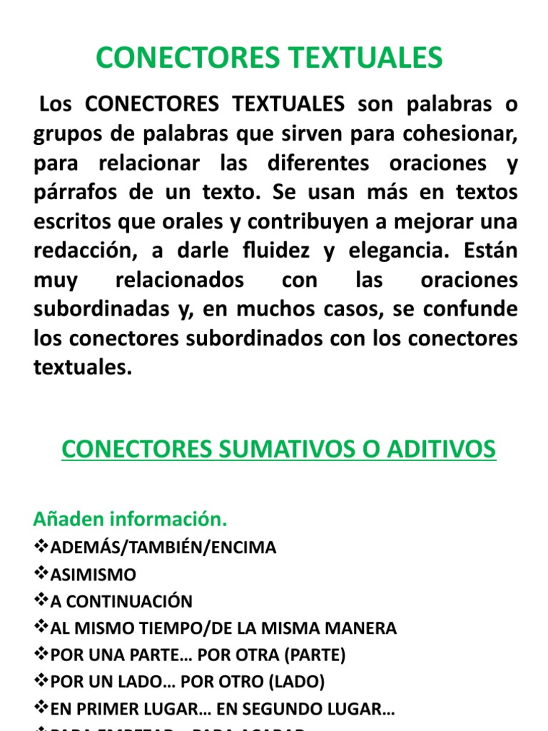 Conectores Textuales | PDF