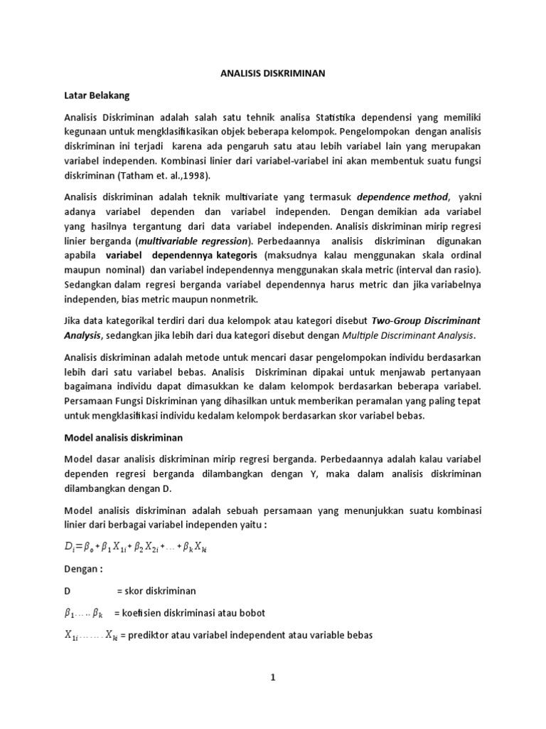ANALISIS DISKRIMINAN-Purwanto | PDF