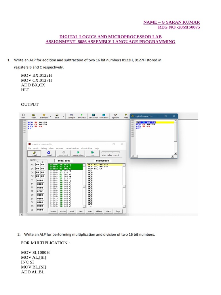 DLM Micro 8086 Lab | PDF | Computer Programming | Computing DLM Micro 8086 Lab | PDF | Computer Programming | Computing