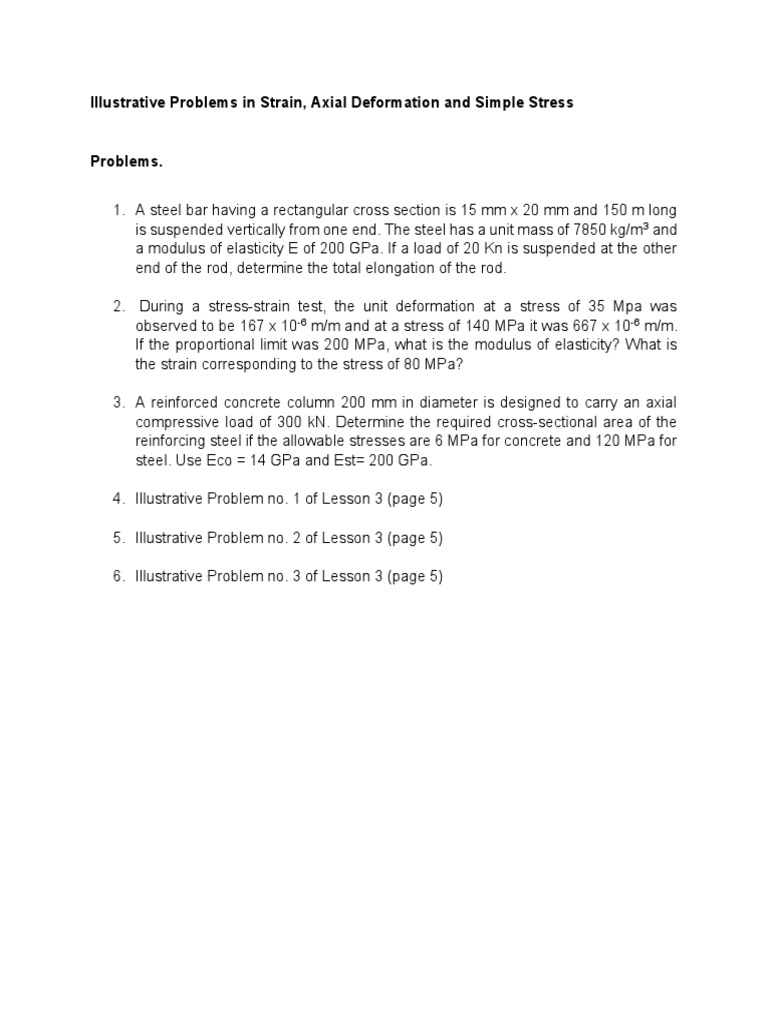 Illustrative Problems On Simple Strain and Deformations | PDF ...