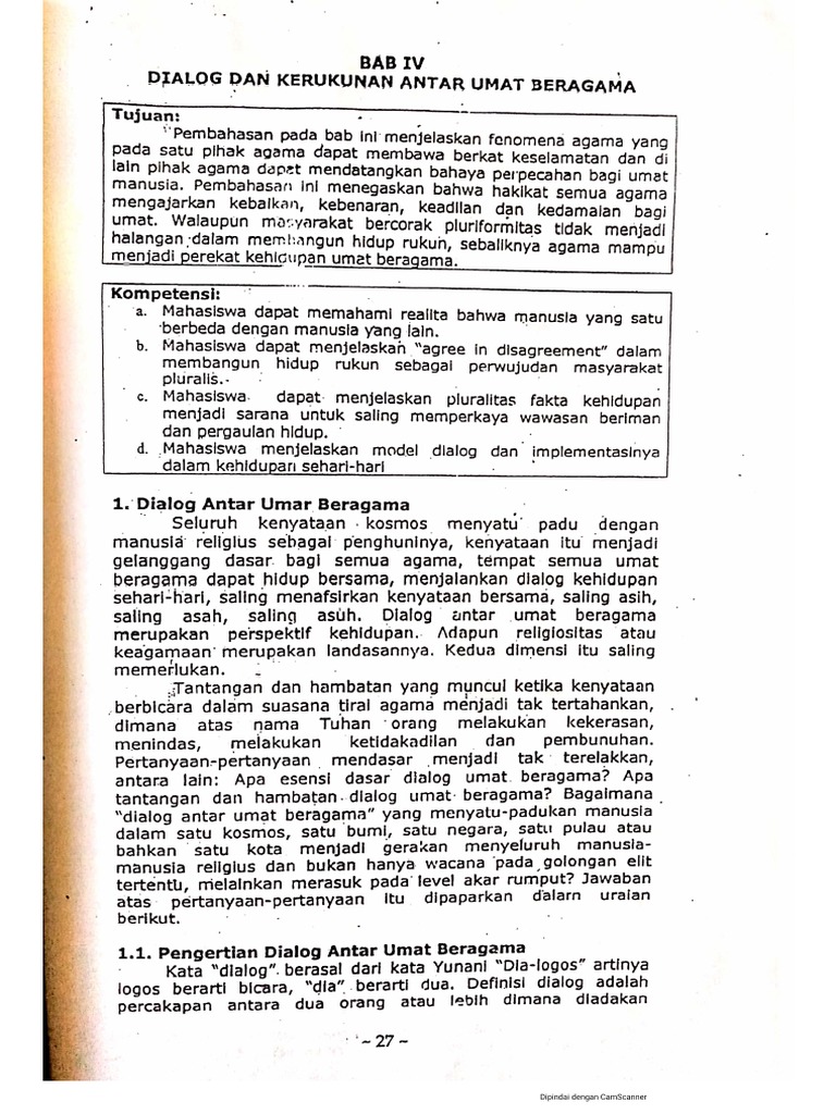 Bab 4. Dialog Dan Kerukunan Antar Umat Beragama | PDF