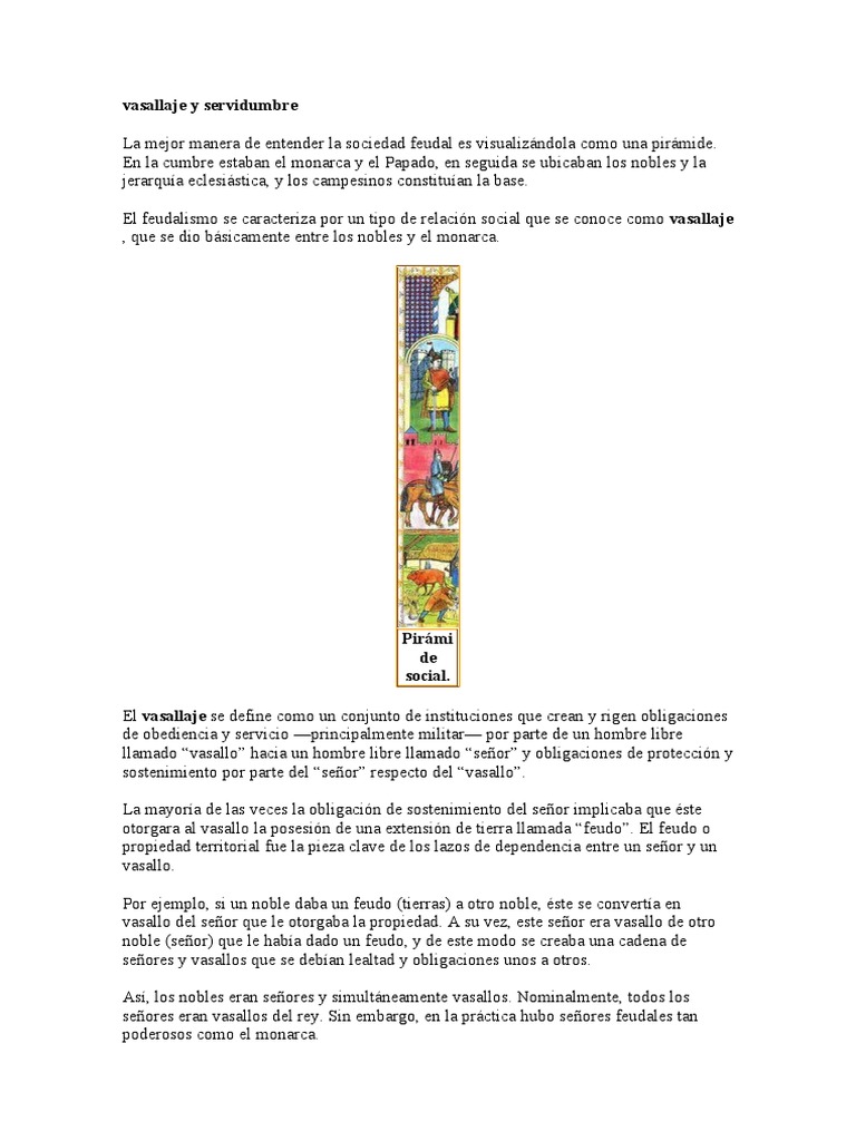 Vasallaje y Servidumbre | PDF | Feudalismo | Edades medias