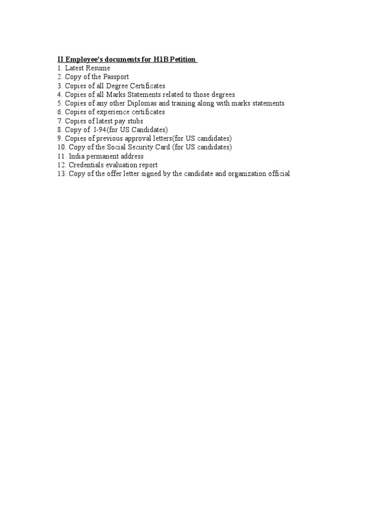 H1 B Documents | PDF
