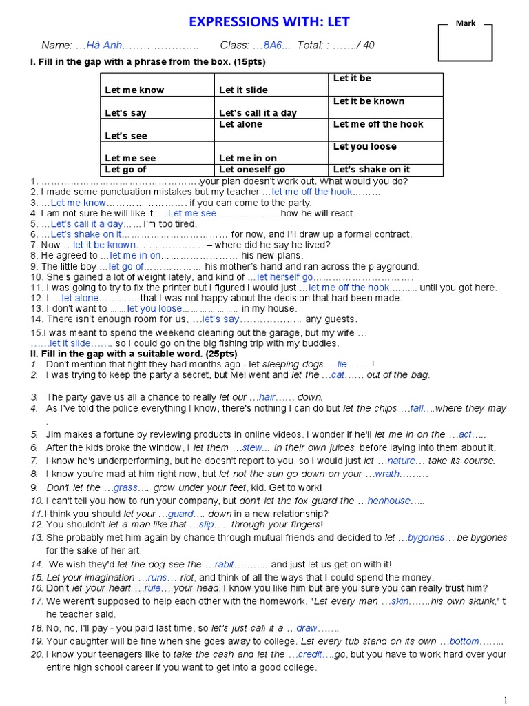 Expressions With - Let + Revision - Ms Phuong | PDF
