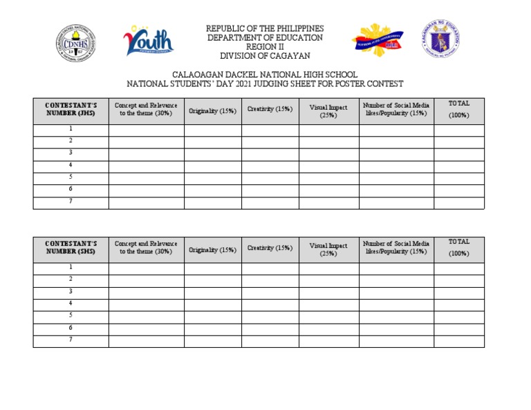 Judging Sheet For The Poster Contest | PDF