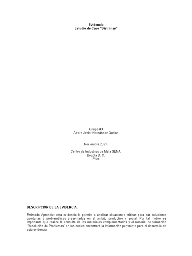 Evidencia Estudio de Caso "Distrimay" | PDF | Caso de estudio | Contabilidad
