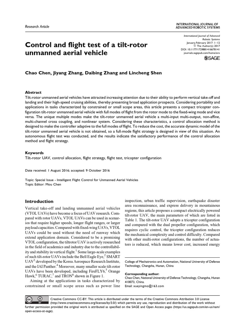 Tilt-Rotor UAV Control and Flight Testing | PDF | Flight Control ...