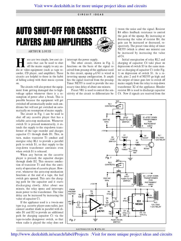 Auto Shut-Off For Cassette Players and Amps | PDF | Operational ...