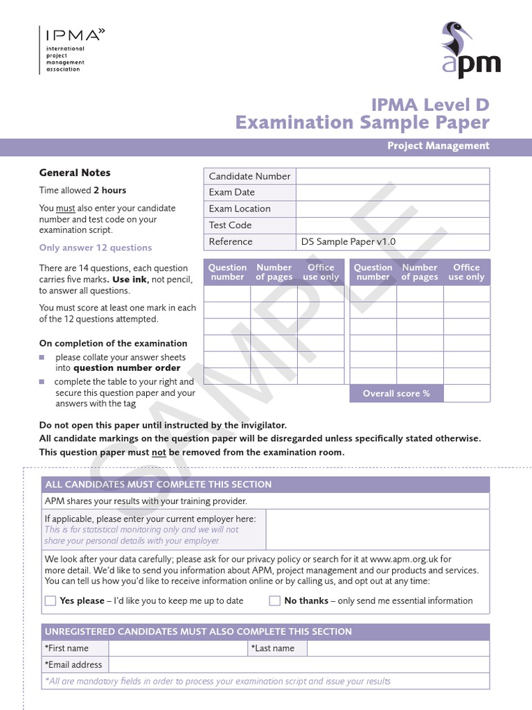 Ipma Level D Saq Sample Paper | PDF | Cognition | Project Management