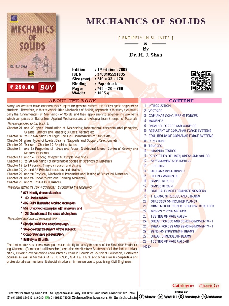 Mechanics of Solids: A Comprehensive Textbook Covering Statics ...