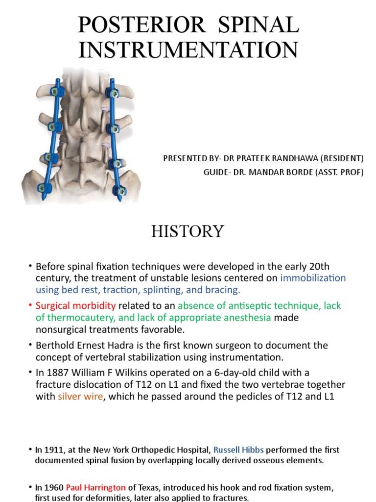 Overview of Posterior Spinal Instrumentation | PDF | Vertebra ...