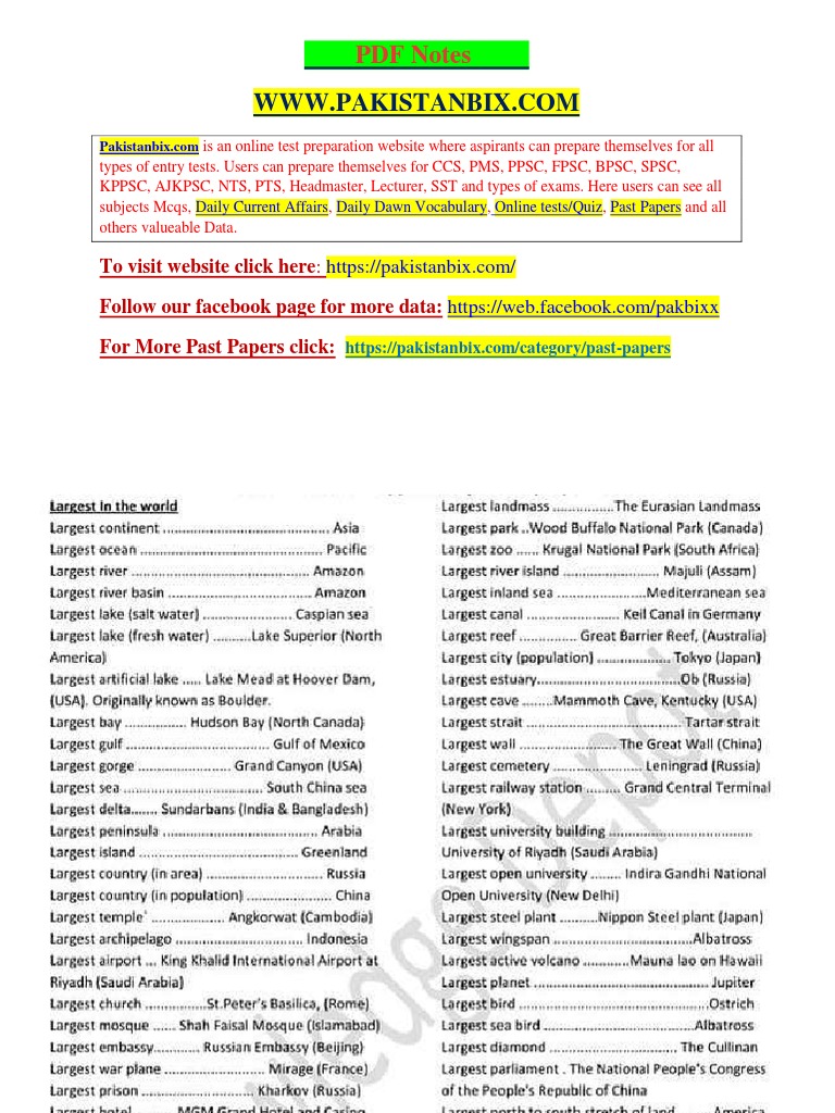 Basic General Knowledge Questions With Answers PDF Notes For Screening ...