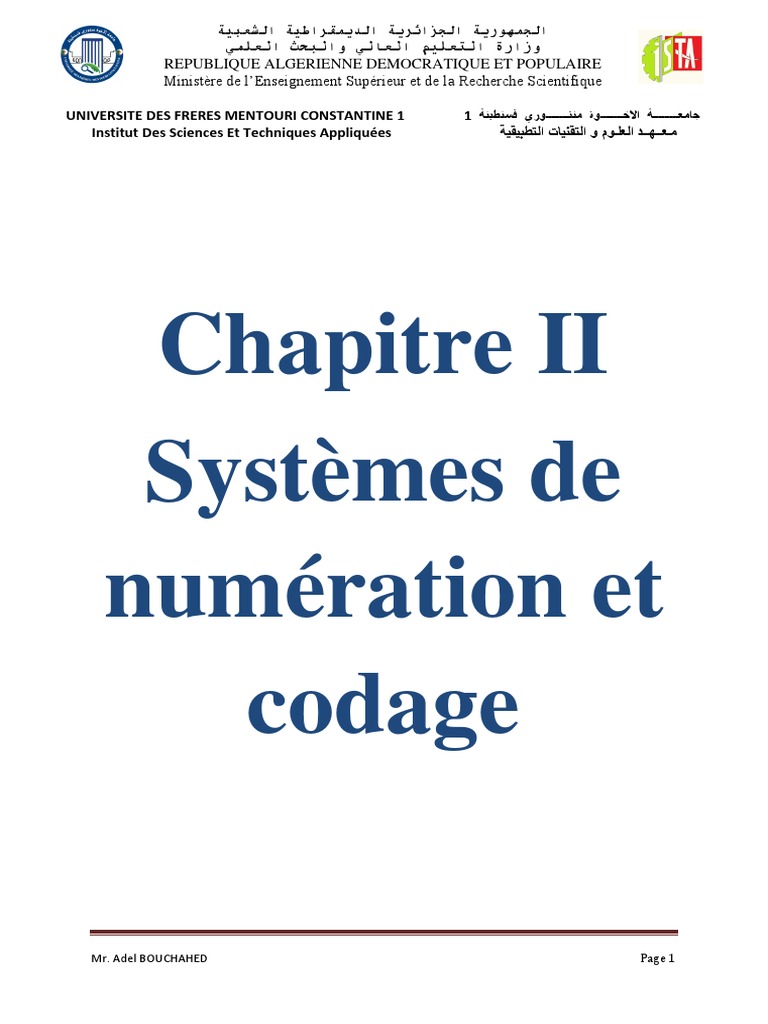 Chapitre-2 - Systemes de Numeration Et Codage | PDF | Décimal codé binaire | Code (information)