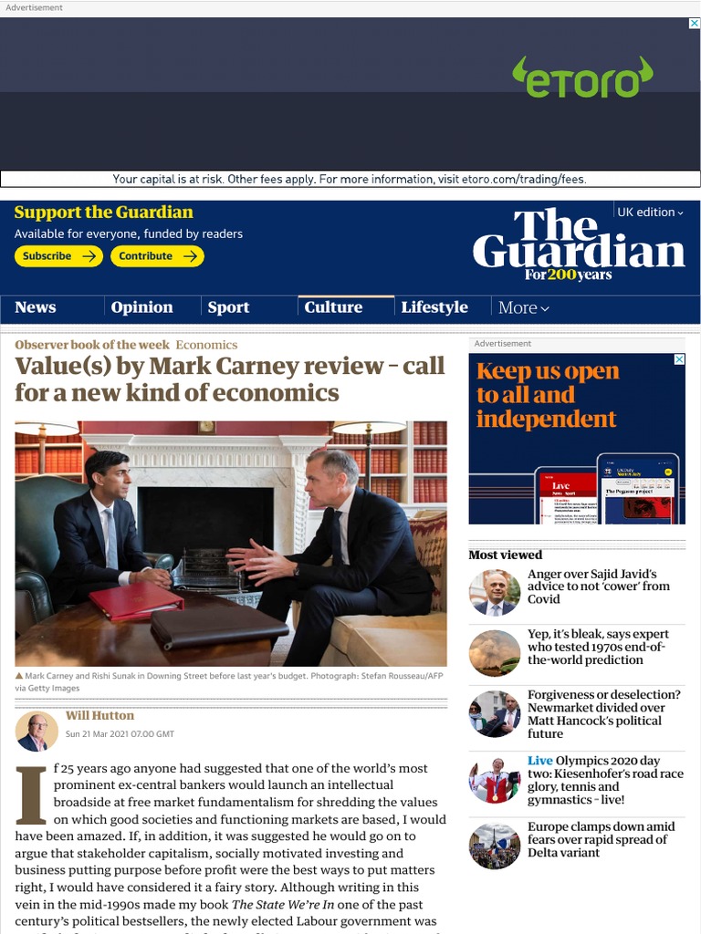 Value(s) by Mark Carney Review - Call For A New Kind of Economics ...