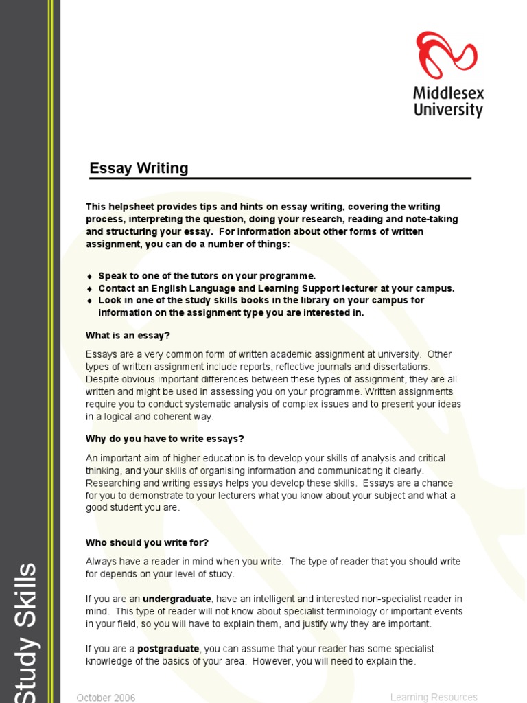 Essay Writing | PDF | Essays | Study Skills