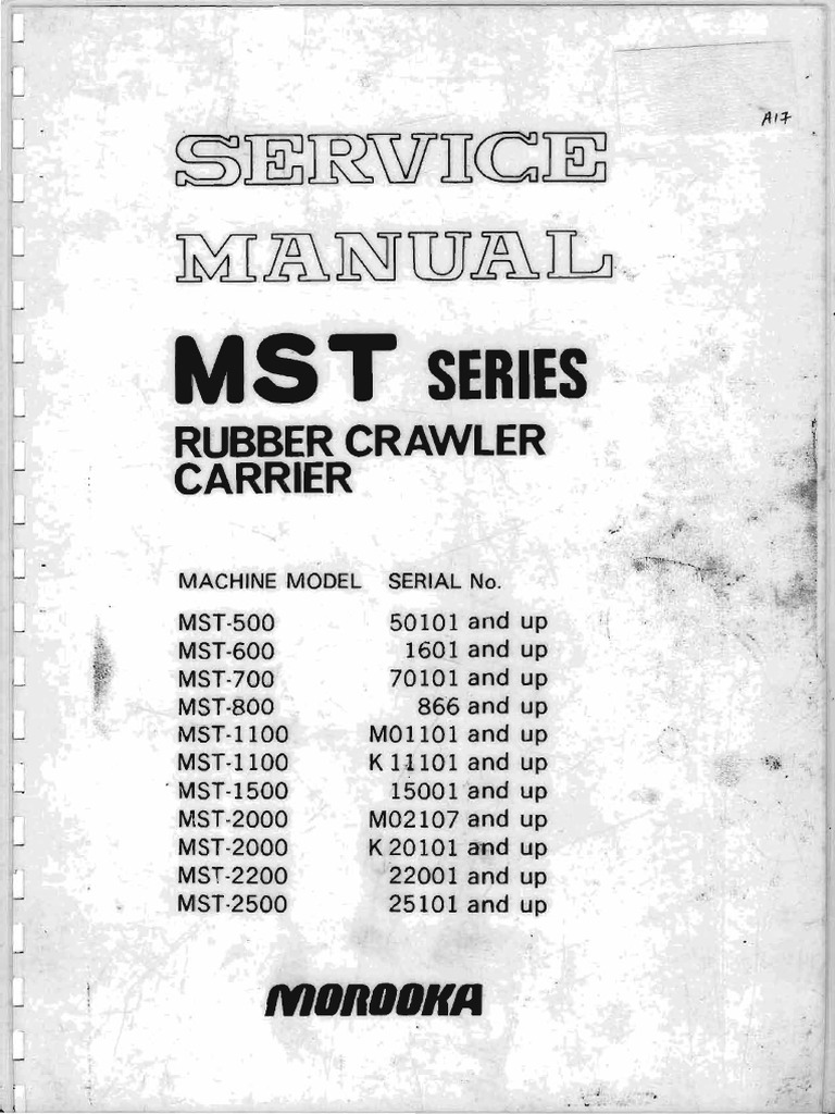 Morooka MST Series Rubber Crawler Carrier Service Manual | PDF