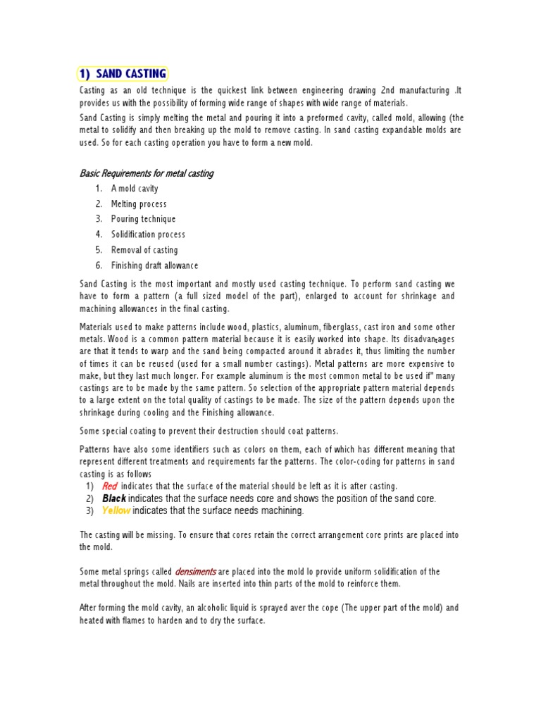 Sand Casting | PDF | Casting (Metalworking) | Forging